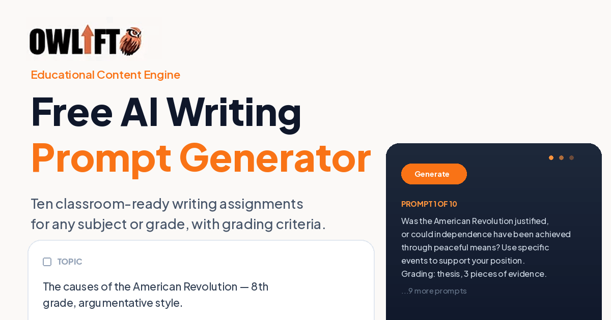 AI Writing Prompt Generator | Free Writing Assignments | Owlift